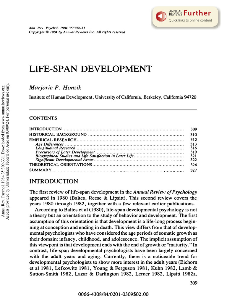 Honzik 2003 Life Span Development | PDF | Memory | Recall (Memory)