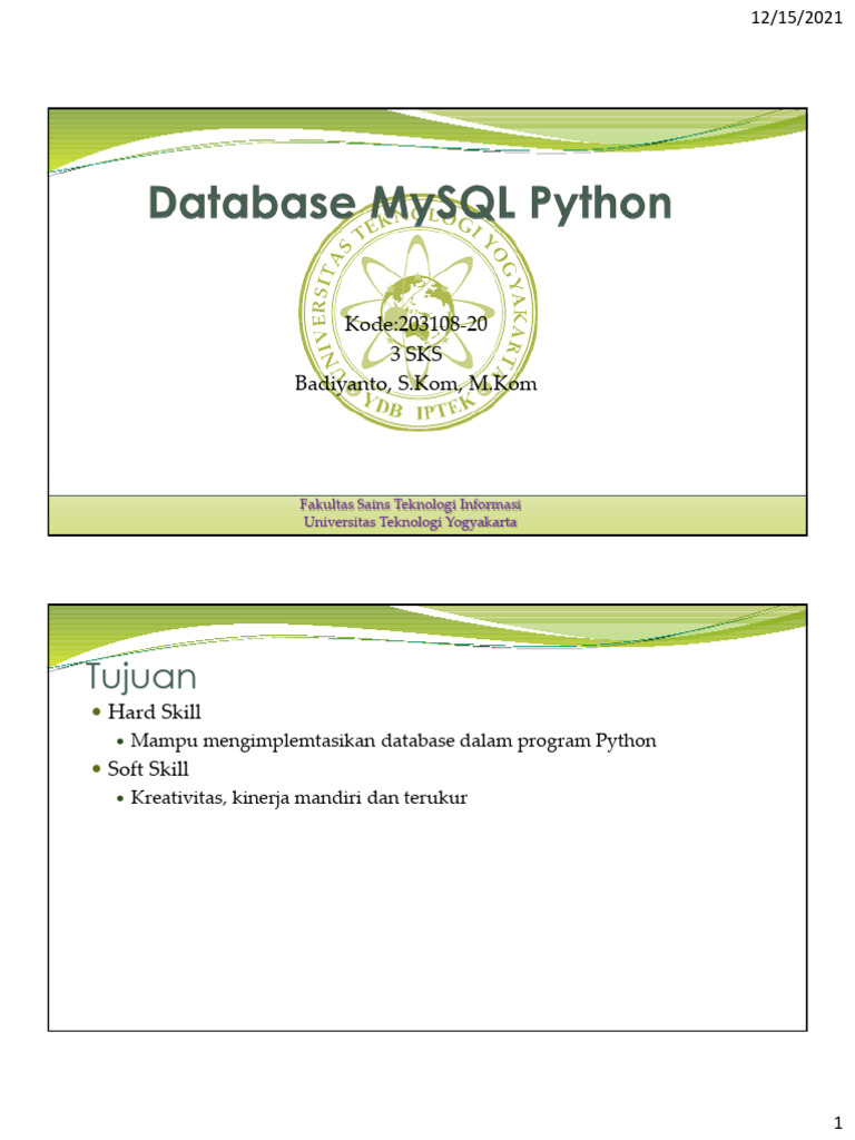 Pert 10 MySql Python | PDF