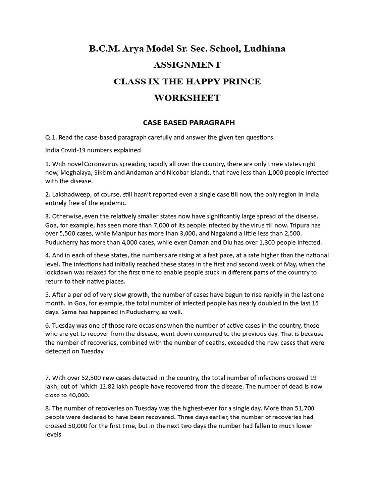 1239-C-97711-Worksheet of The Happy Prince | PDF