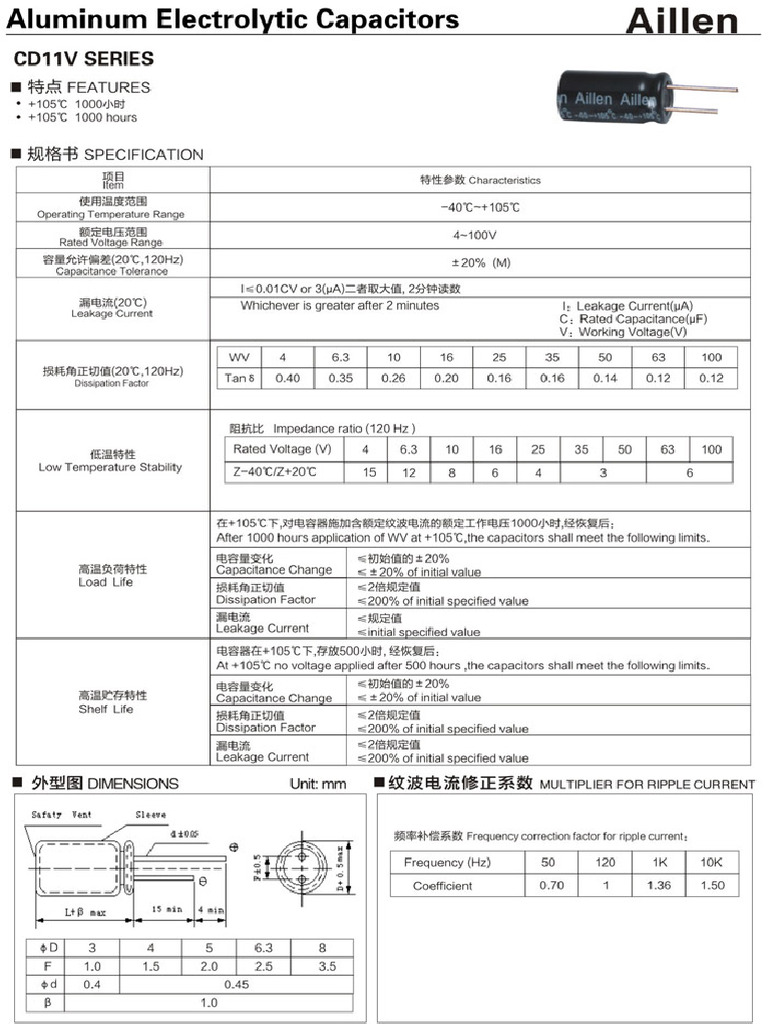 Aillen [radial thru-hole] CD11V Series | PDF
