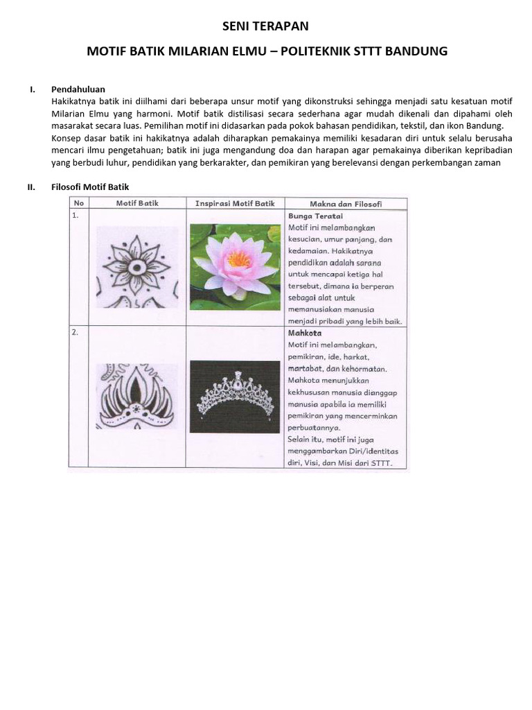 03.seni Terapan Motif Batik Milarian Elmu - Politeknik STTT Bandung | PDF | Seni