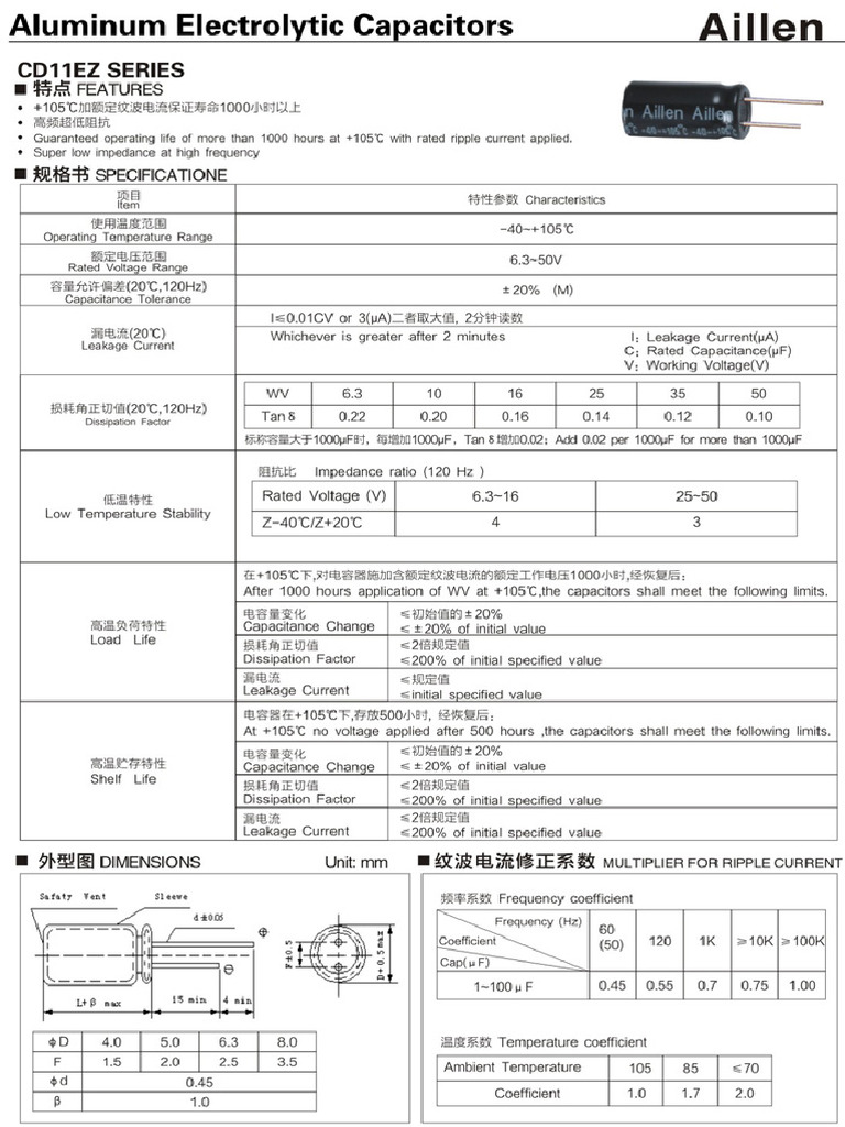Aillen (Radial Thru-Hole) CD11EZ Series | PDF