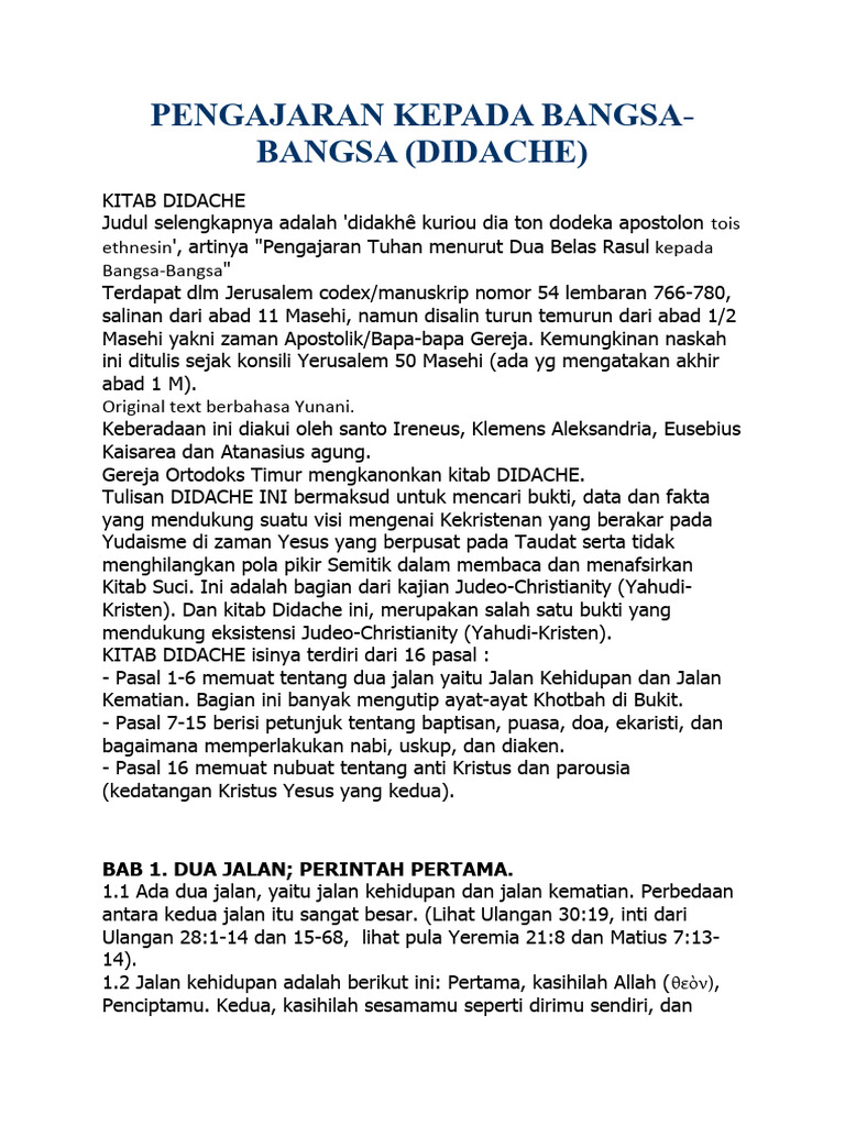 Surat Didakhe para Rasul | PDF