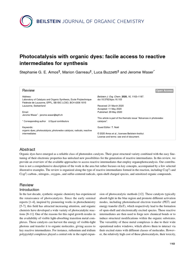 Organic Dyes in Photocatalysis Review | PDF | Redox | Catalysis