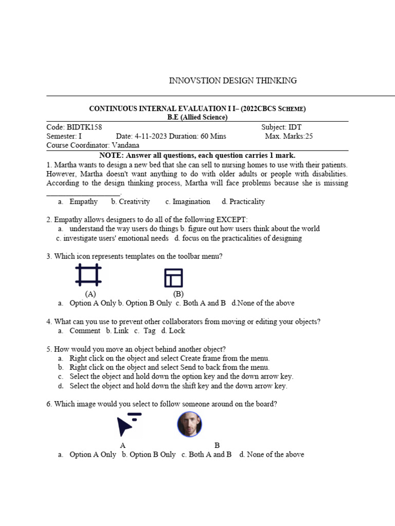 Innovation Design Thinking Model Question Paper | PDF | Supreme Court ...