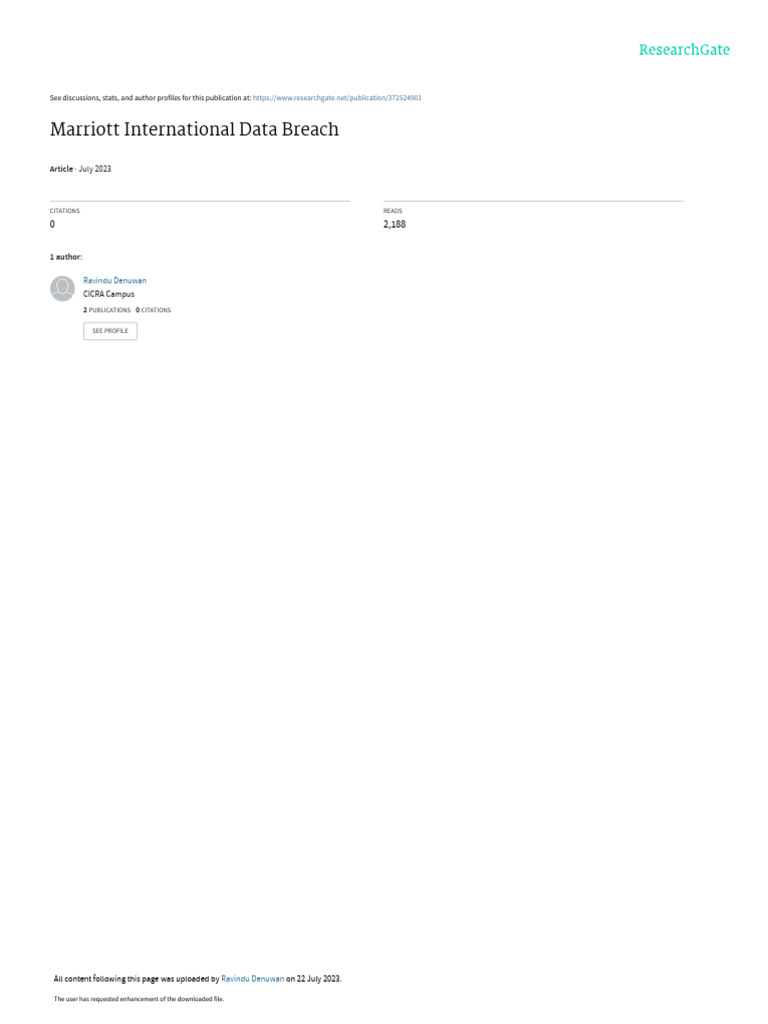Marriott International Data Breach | Download Free PDF | Computer ...