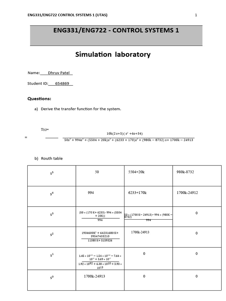 ENG331 ENG722 Simulation Laboratory Answer Sheet. | PDF | Telecommunications Engineering ...