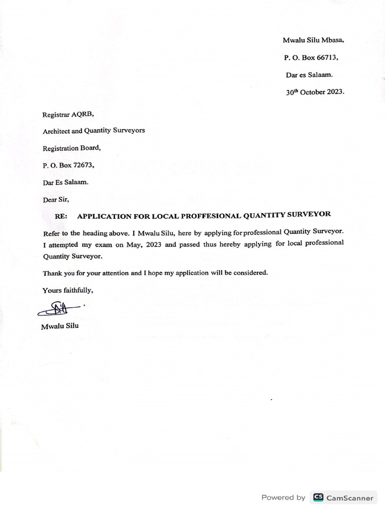 Application Letter and Form | PDF