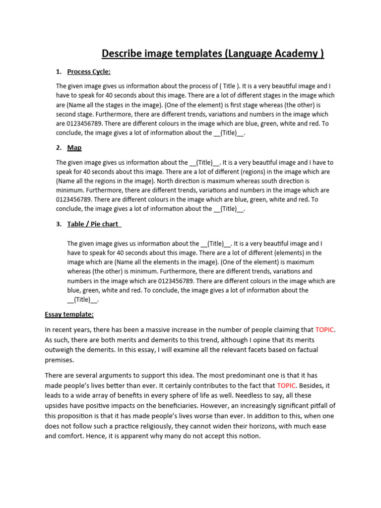 Describe Image Templates | PDF