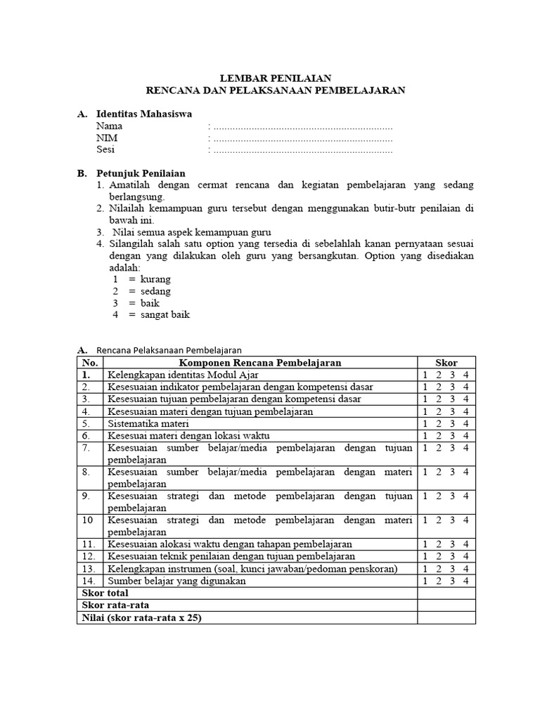 Lembar Penilaian Penampilan Micro Teaching | PDF