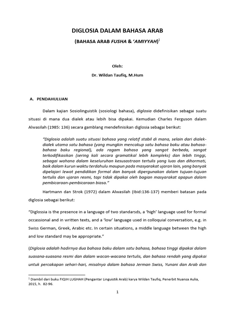 Diglosia DLM Bahasa Arab | PDF