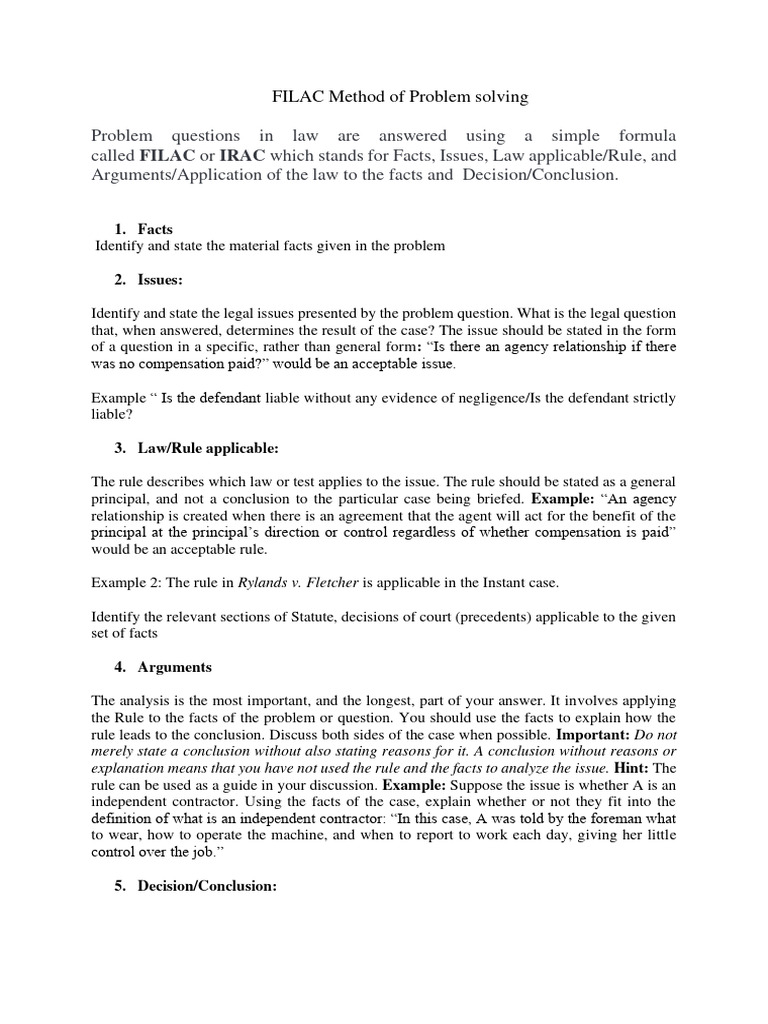 FILAC Method of Problem Solving | Download Free PDF | Common Law | Justice