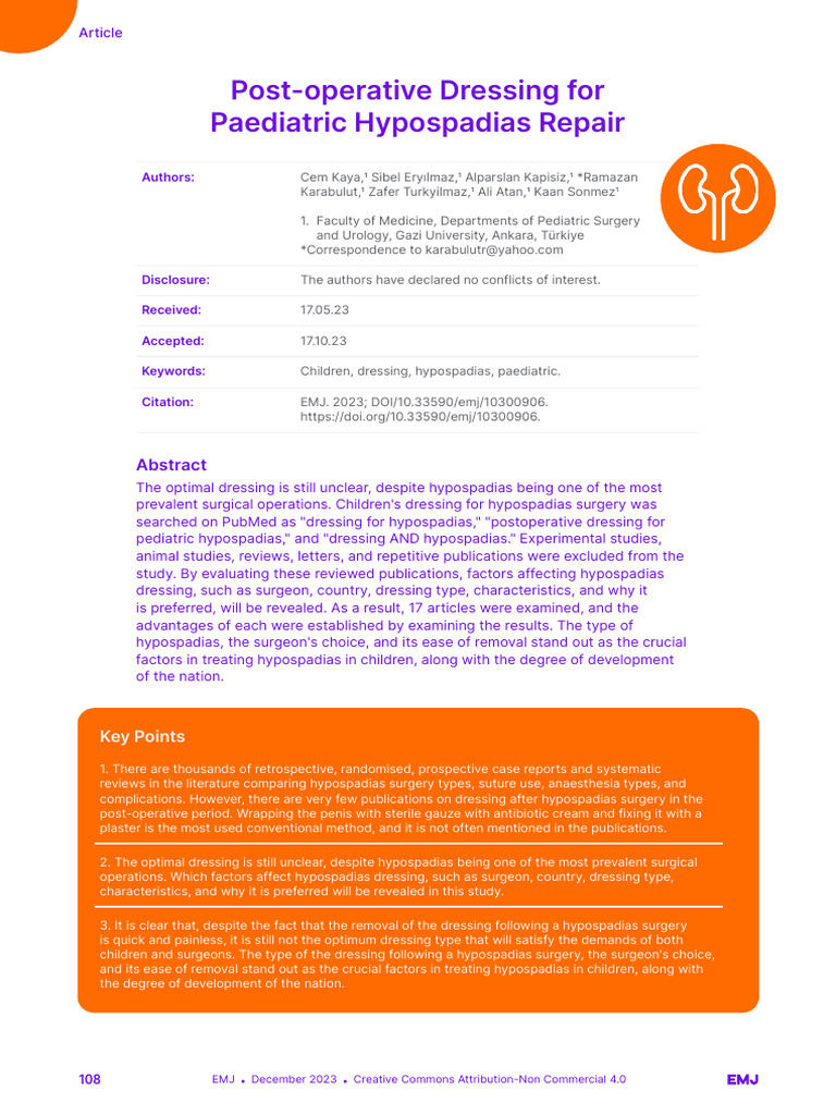 Post Operative Dressing For Paediatric Hypospadias Repair | PDF ...