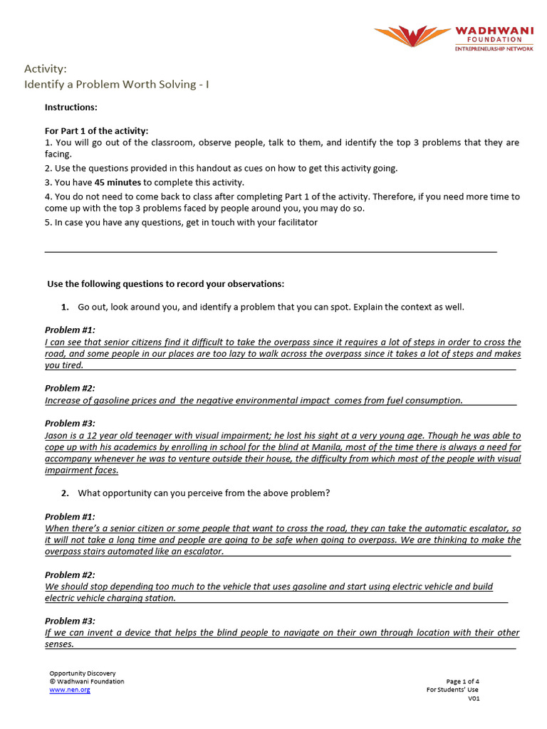 Identify A Problem Worth Solving - I - Output | PDF | Visual Impairment
