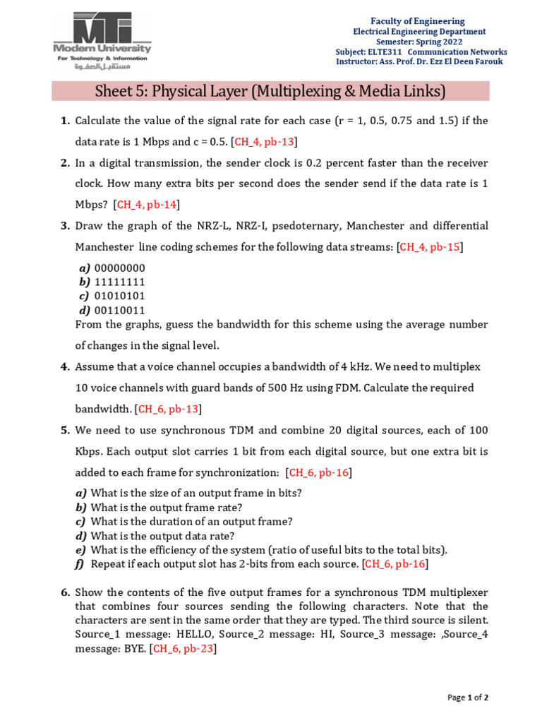 Sheet 5-3 | Download Free PDF | Bit Rate | Multiplexing