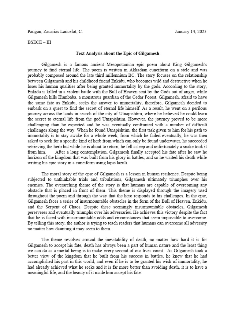Gilgamesh's Quest for Immortality | PDF | Epic Of Gilgamesh