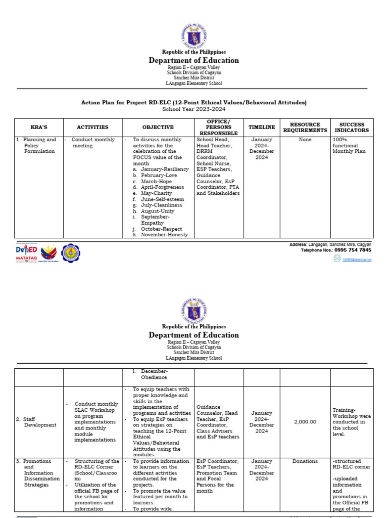 Action Plan RD-ELC | Download Free PDF | Teachers | Cognition