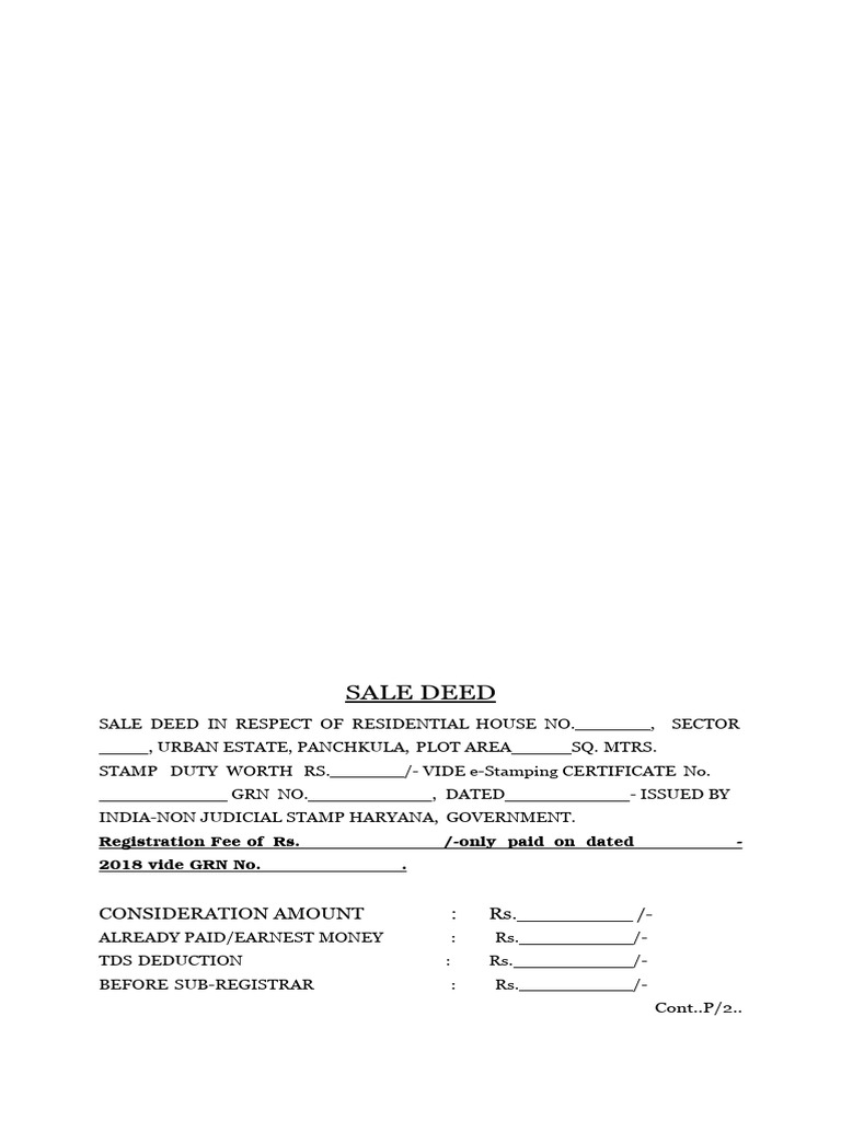 Draft of Sale Deed (Word) | PDF | Affidavit | Deed