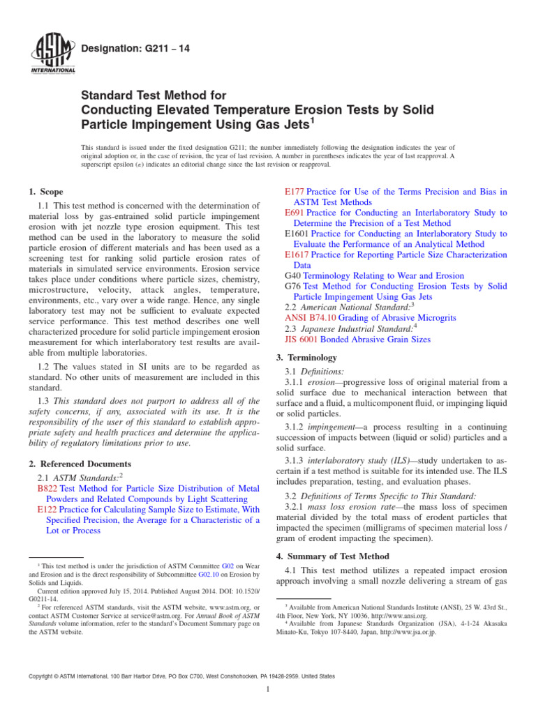 Conducting Elevated Temperature Erosion Tests by Solid Particle ...