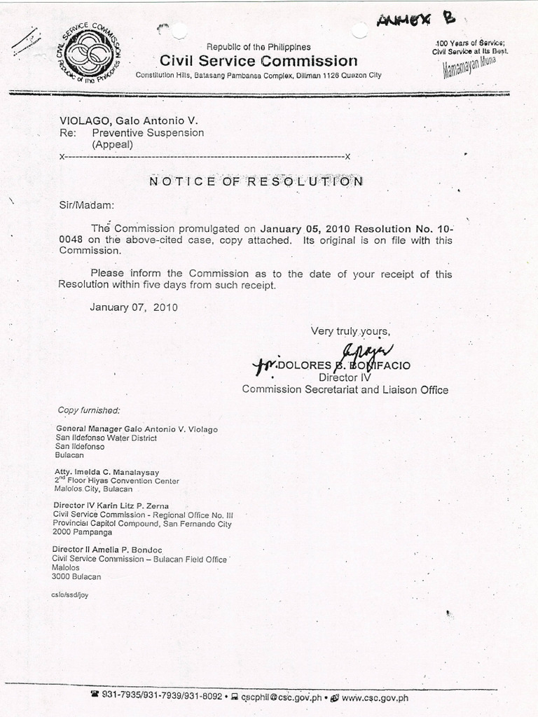 CSC Reso. No. 10-0048 | PDF