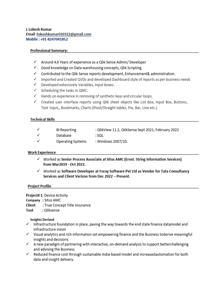 L Lokesh Kumar QS Resume | PDF | Analytics | Computing