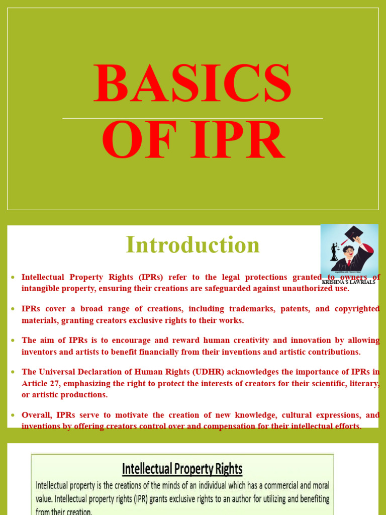 Basics of Ipr | PDF | Trademark | Intellectual Property