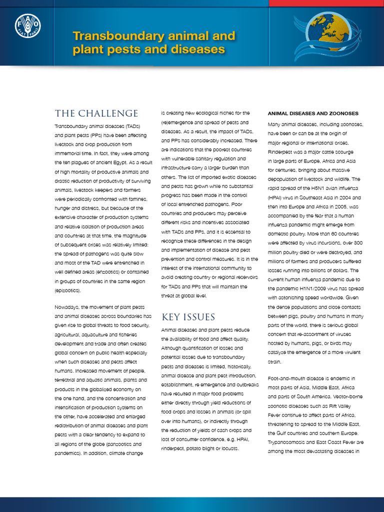 Transboundary Animal and Plant Pests and Diseases: The Challenge | PDF ...