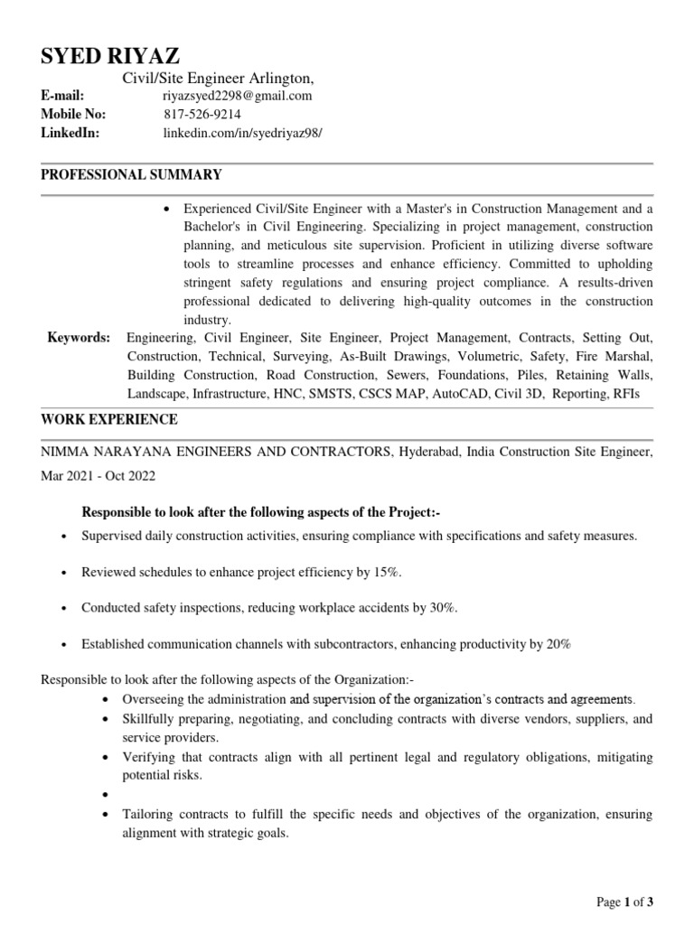Syed Riyaz Resume | PDF | Project Management | Regulatory Compliance