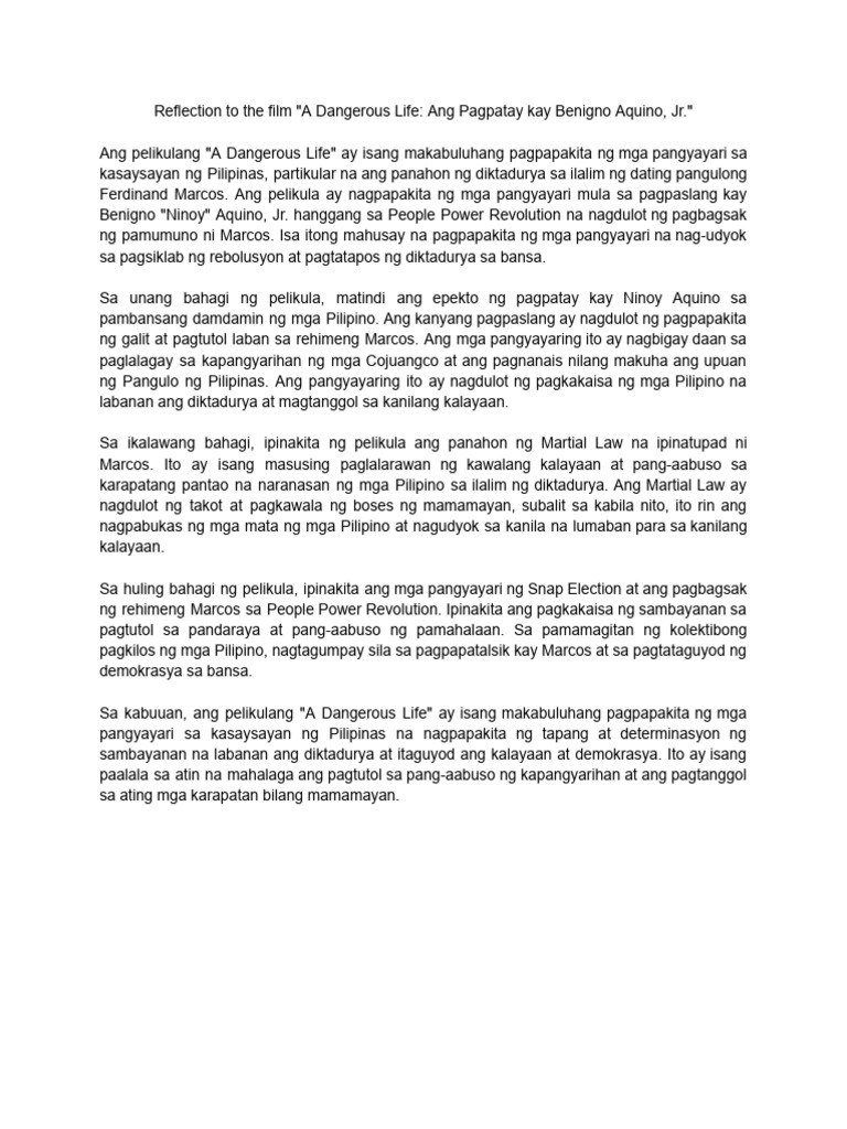 A Dangerous Life - Ang Pagpatay Kay Benigno Aquino, JR | PDF