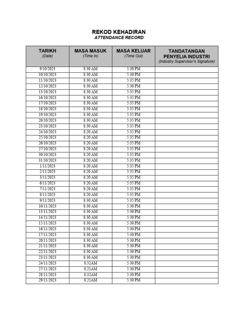 Attendance Record | PDF
