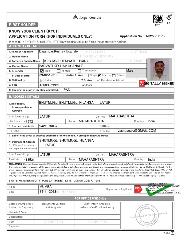Kyc 2 | PDF | Stocks | Identity Document