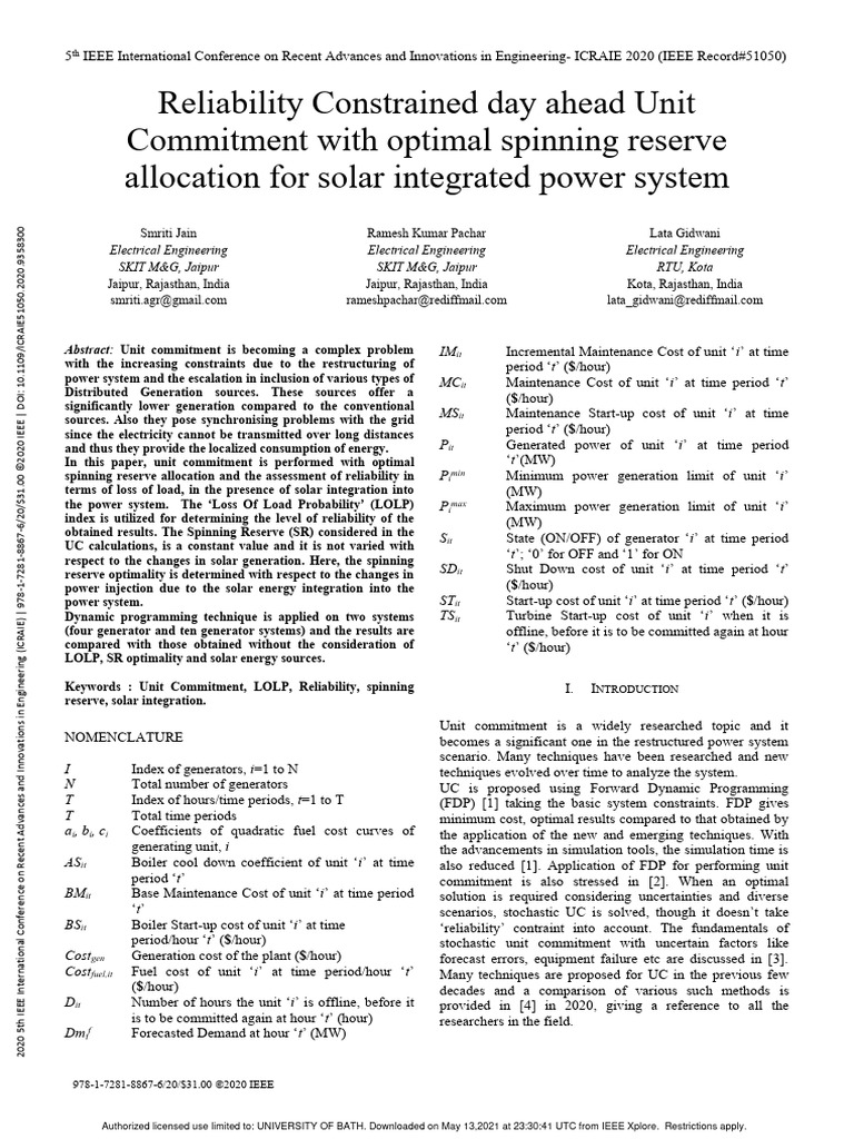 Icraie51050 2020 9358300 | PDF | Mathematical Optimization | Reliability Engineering