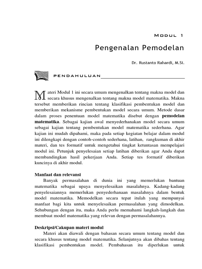 Pengenalan Pemodelan Matematika | PDF | Metode & Bahan Ajar