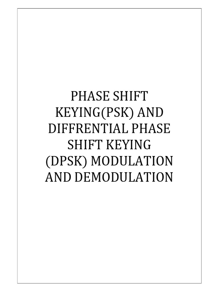 Differential Phase Shift Keying Modulation and Demodulation | PDF ...
