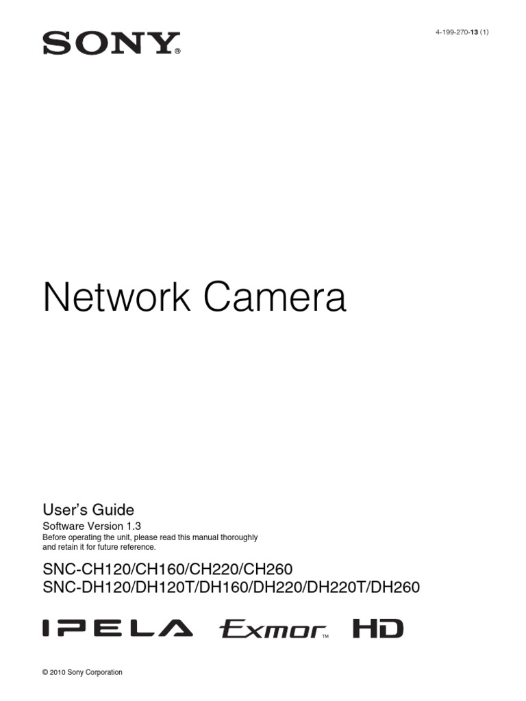 DAA000025S Sony IPELA SNC-CH120&CH220 (2010) | PDF | Microsoft Windows ...