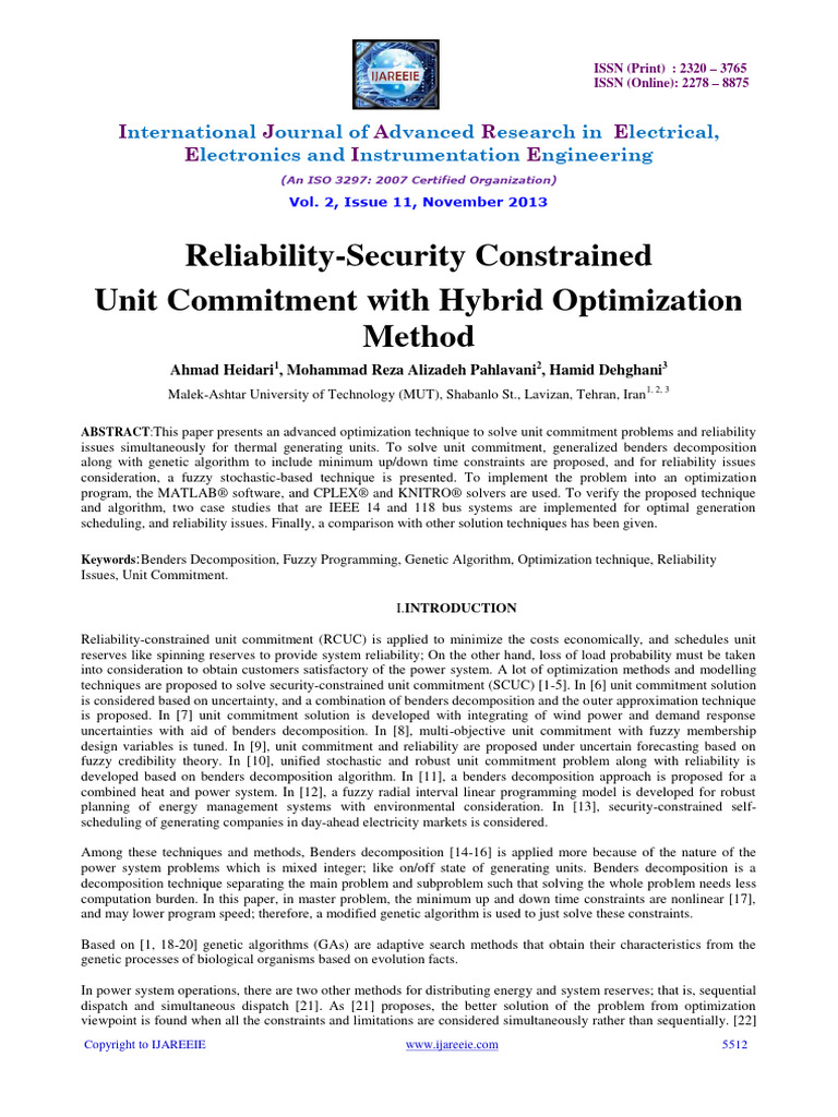 3e Reliability Pdf Mathematical Optimization Genetic Algorithm