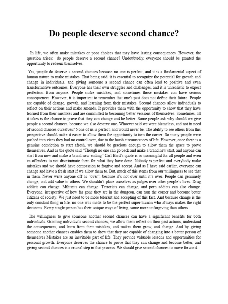 Do People Deserve Second Chance | PDF | Social Psychology