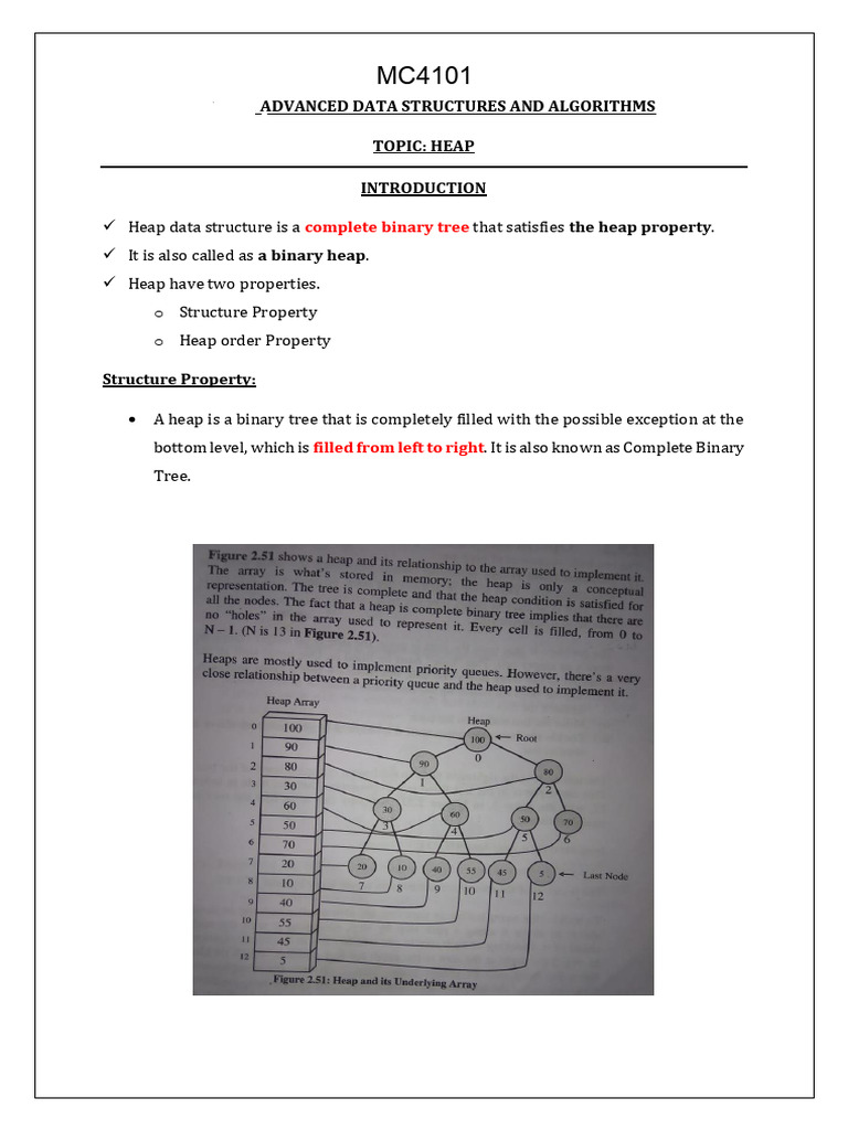 Adsa 2unit Heap Continue Pdf Algorithms And Data Structures 