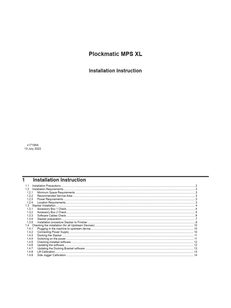X17194a Plockmatic MPS XL Install Instructions | PDF | Electrostatic ...