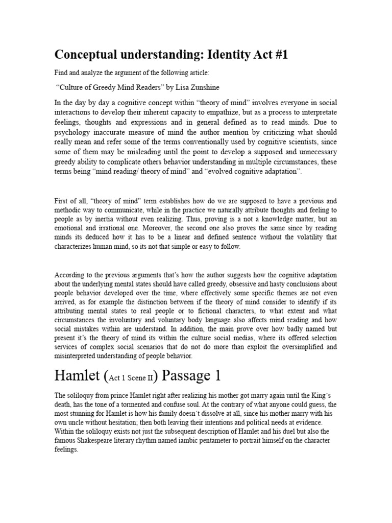 Conceptual Identity Act#2 | PDF | Mind | Theory Of Mind