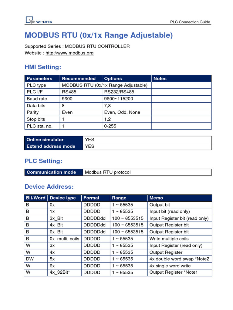 Modbus RTU PLC Connection Guide | PDF | Electrical Engineering | Computing