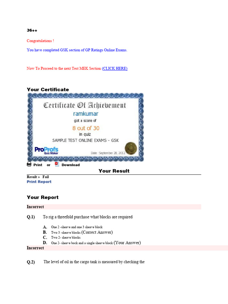 GSK SAMPLE 60 QUESTIONS | PDF | Anchor | Ships