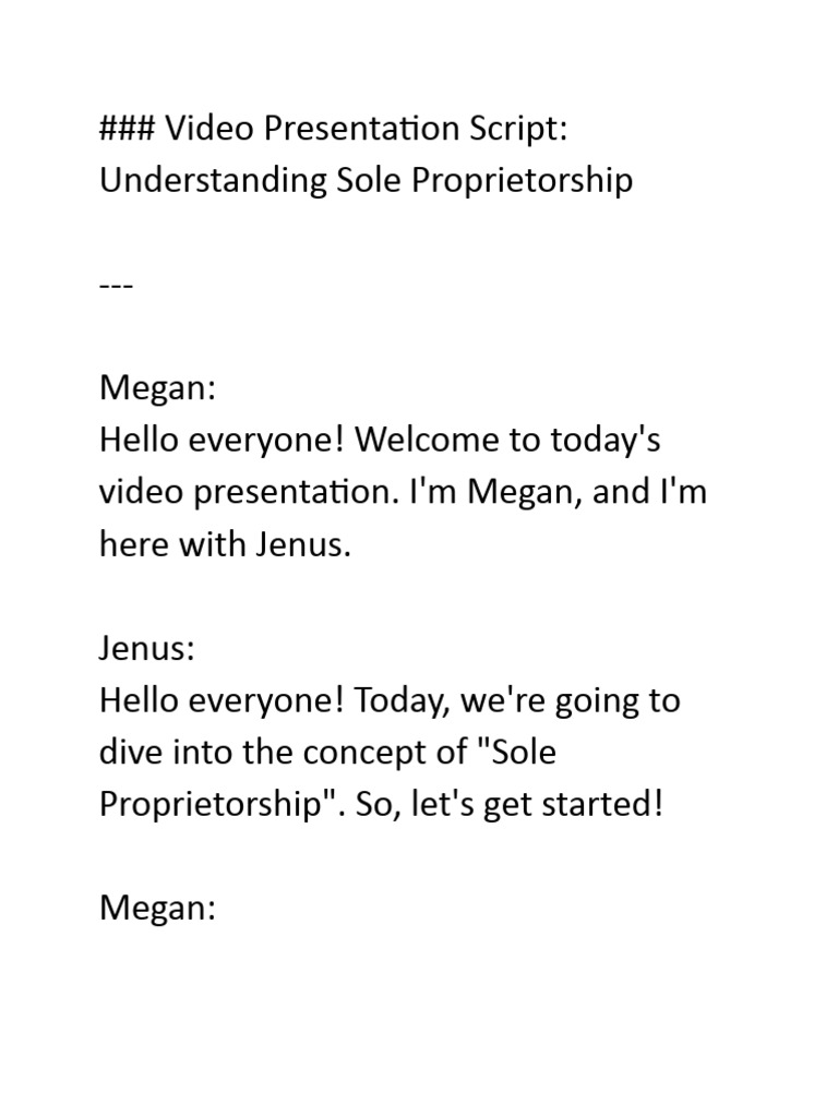 Video Presentation Script | PDF | Sole Proprietorship | Taxes