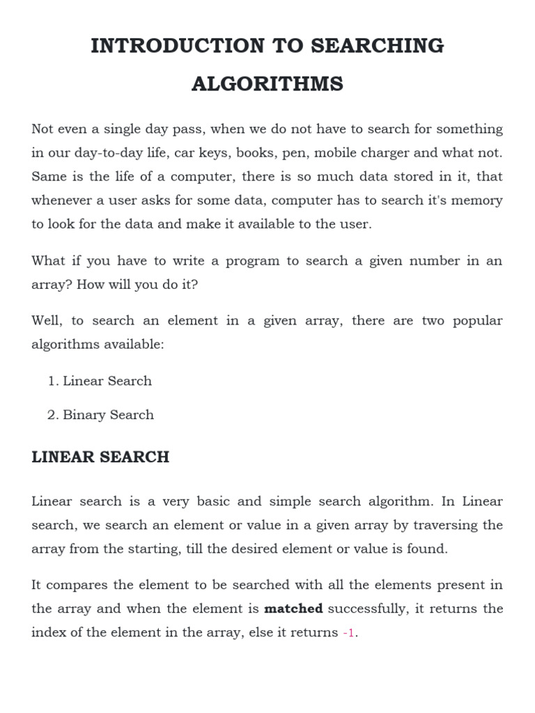 Introduction To Searching Algorithms Download Free Pdf Time Complexity Algorithms And Data