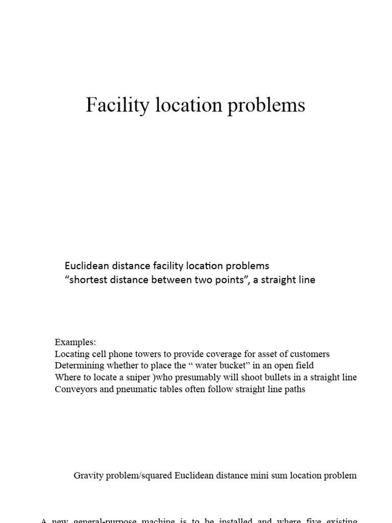 Single and Multi Facility Location Problems | PDF