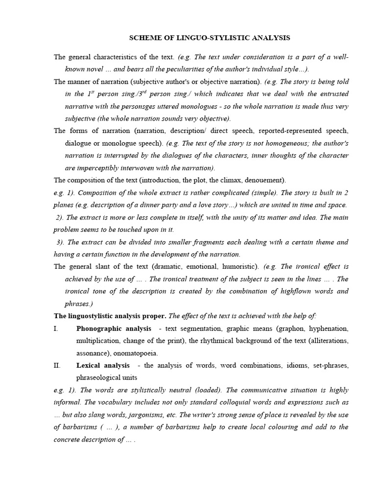 Linguo-Stylistic Analysis Framework | PDF | Narration | Word