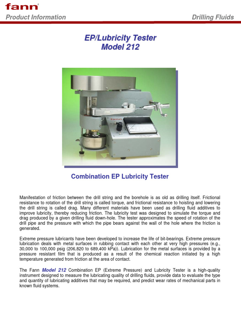 EP_Lubricity_Tester | PDF | Friction | Pressure