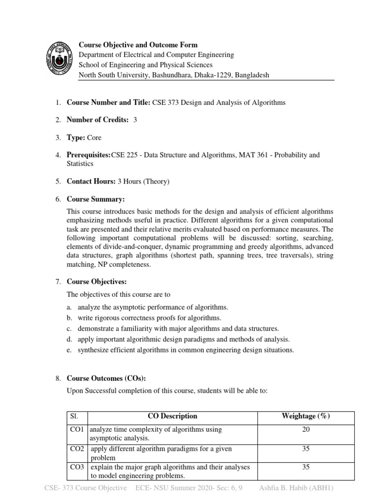 CSE 373: Algorithms Course Overview | PDF | Algorithms | Analysis