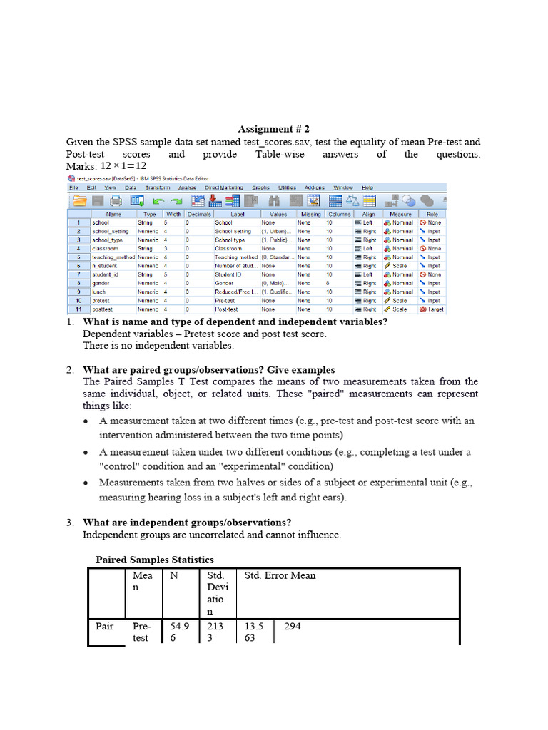 Two Paired Test | PDF | Student's T Test | Statistical Inference