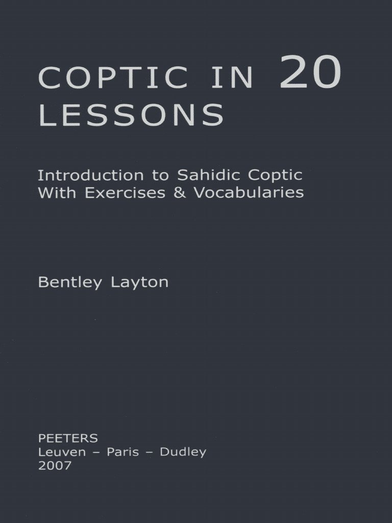 Coptic in 20 Lessons - Bentley Layton | PDF | Adjective | Christian ...